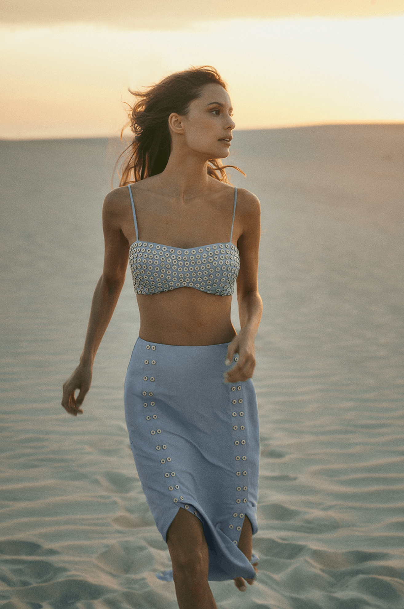 Saia Midi Lana Detalhe Blue Jeans - ViX Paula Hermanny Brasil