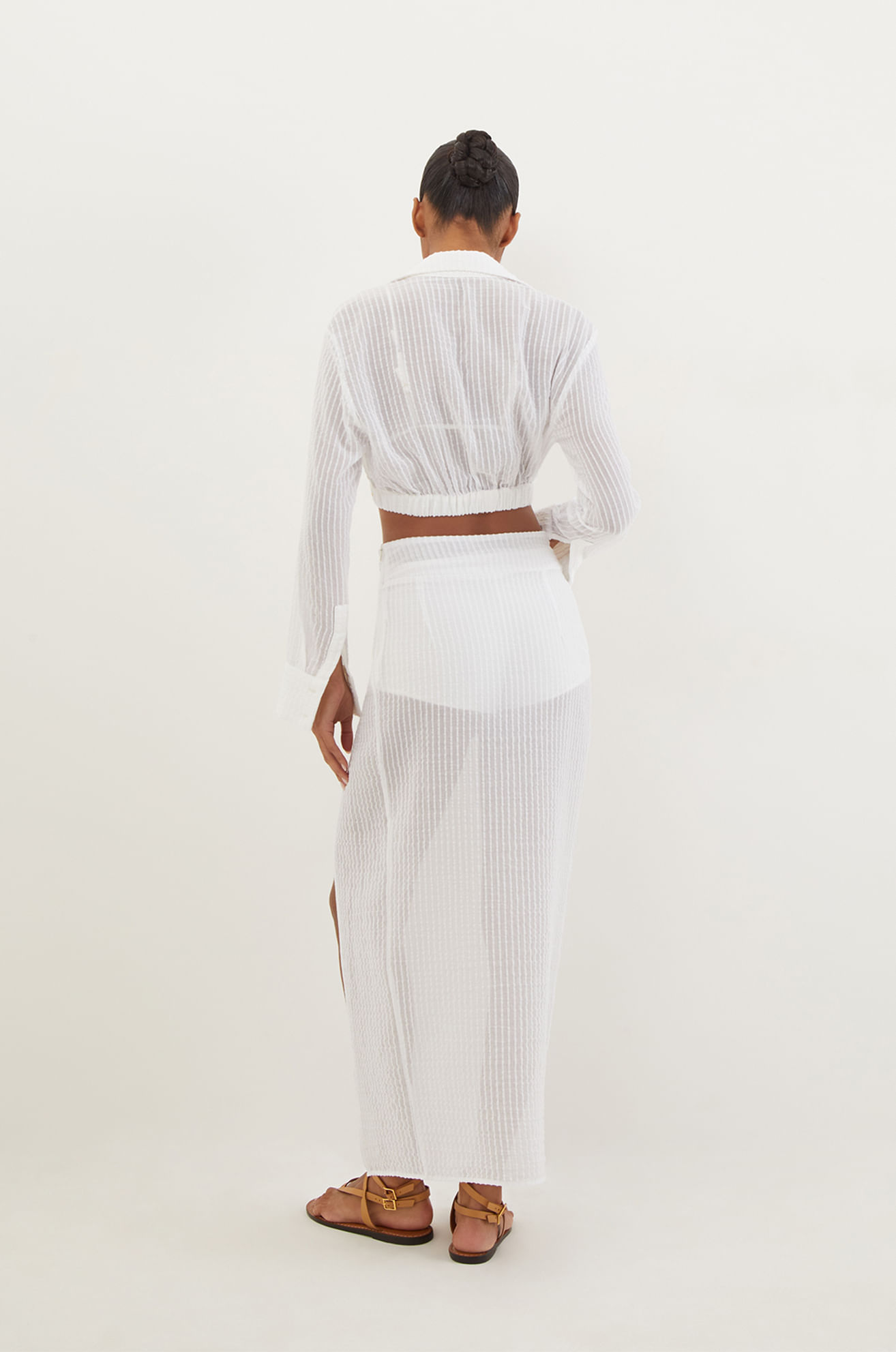 Camisa Alexia Off White e Saia Midi Euge Off White - ViX Paula Hermanny Brasil