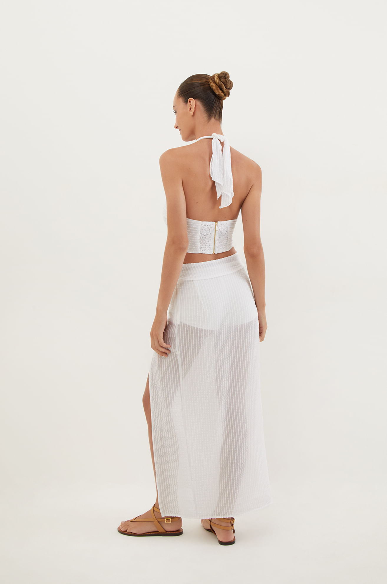 Top Marge Off White e Saia Midi Euge Off White - ViX Paula Hermanny Brasil