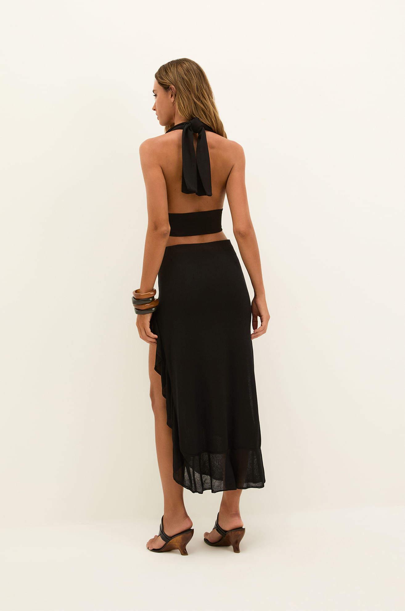 Frente Única Luna Tricot Black e Saia Longa Sasha Tricot Black - ViX Paula Hermanny Brasil