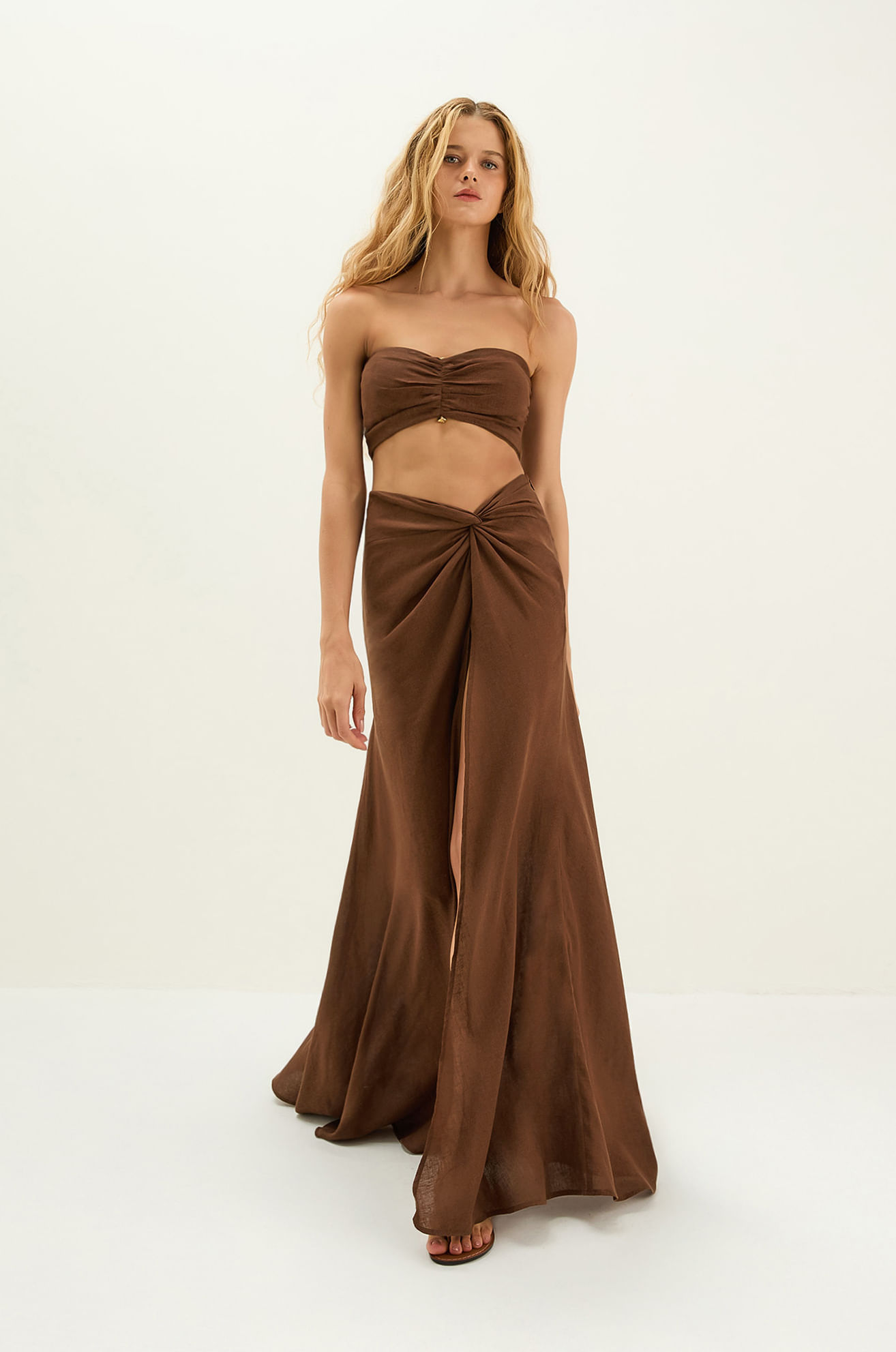 Top Sirène Brown e Saia Longa Sirène Brown - ViX Paula Hermanny Brasil